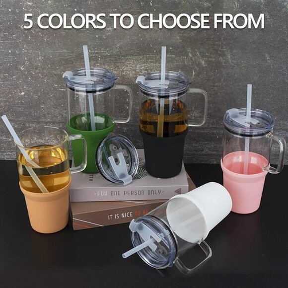Dining | New 32 Oz Glass Tumbler With Handle Glass Water Bottles With ...